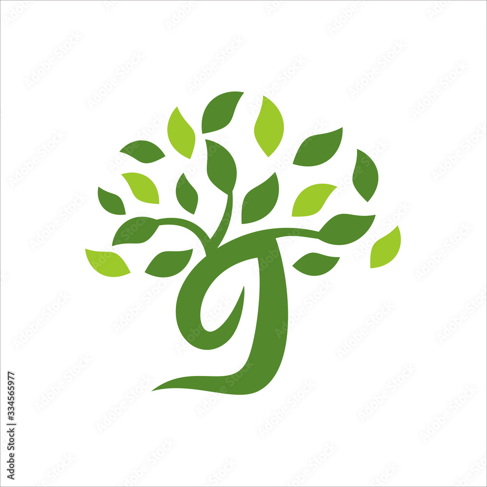 Letter G Tree Leaf Nature Logo Design Vector Stock Vector | Adobe Stock