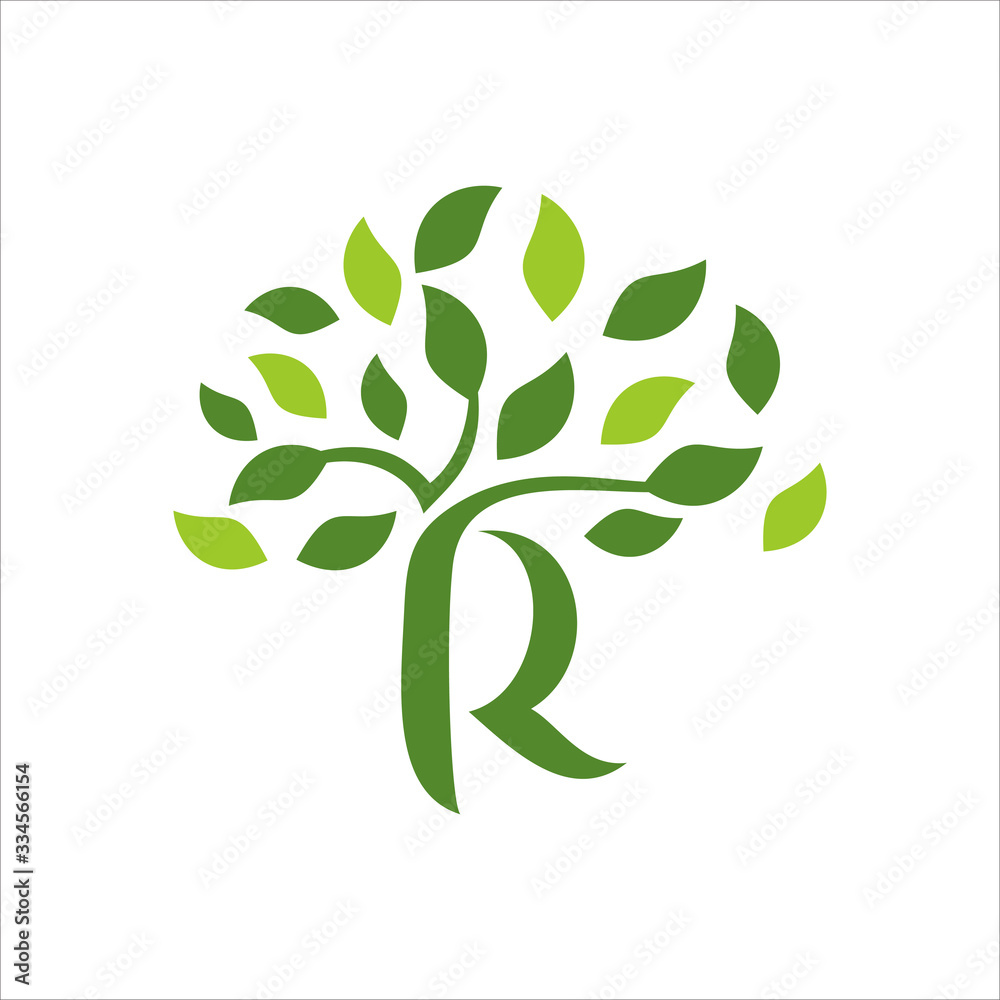 Letter R Tree Leaf Nature Logo Design Vector Stock Vector | Adobe Stock