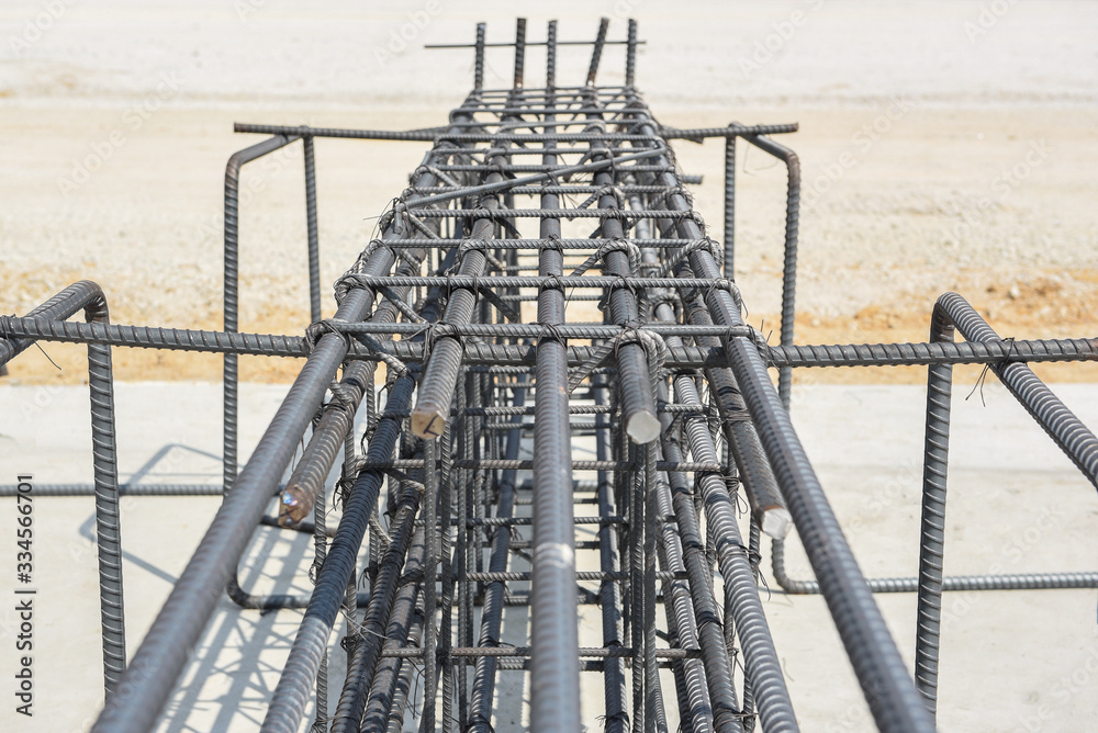 reinforcement steel bars for construction work. Fabricating retaining ...