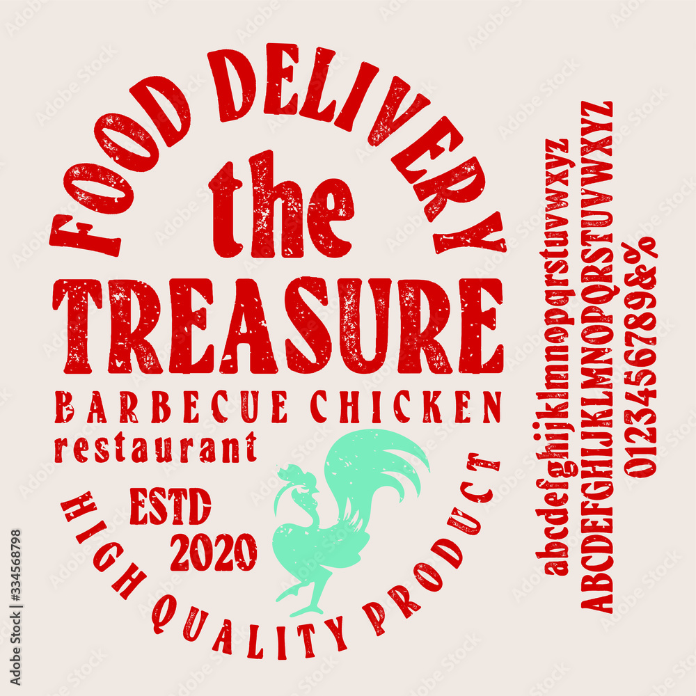 Hand drawn vintage retro font. Outdoor advertising of American Chicken ...
