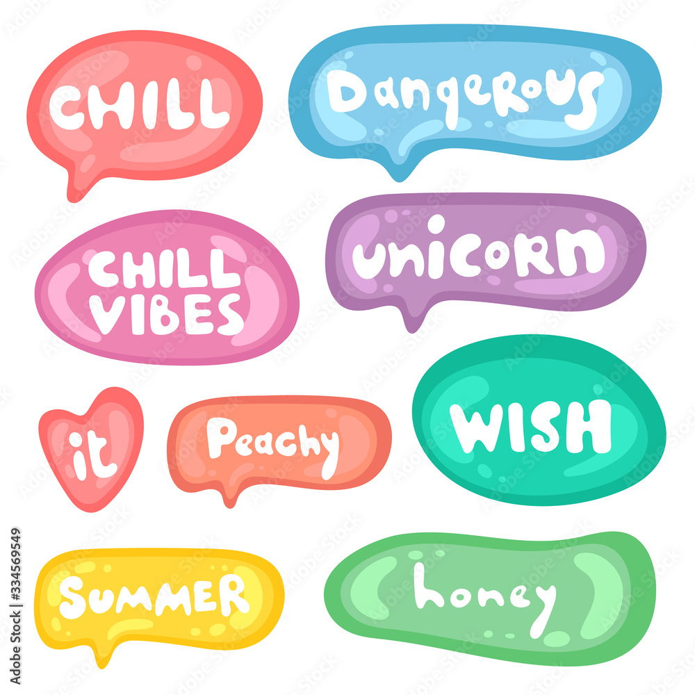 Collection of vector multicolored glossy stickers on white background ...