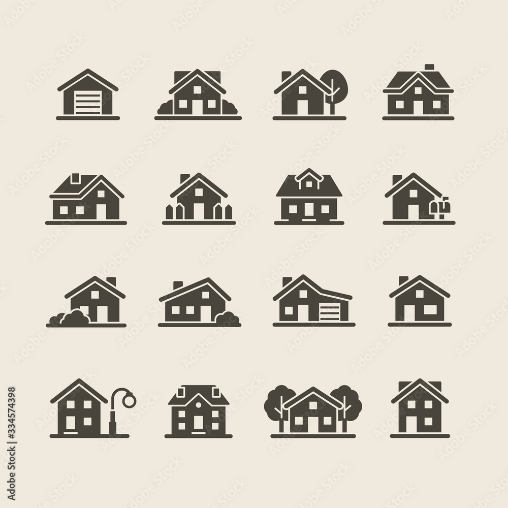 house and city icon set Stock Vector | Adobe Stock
