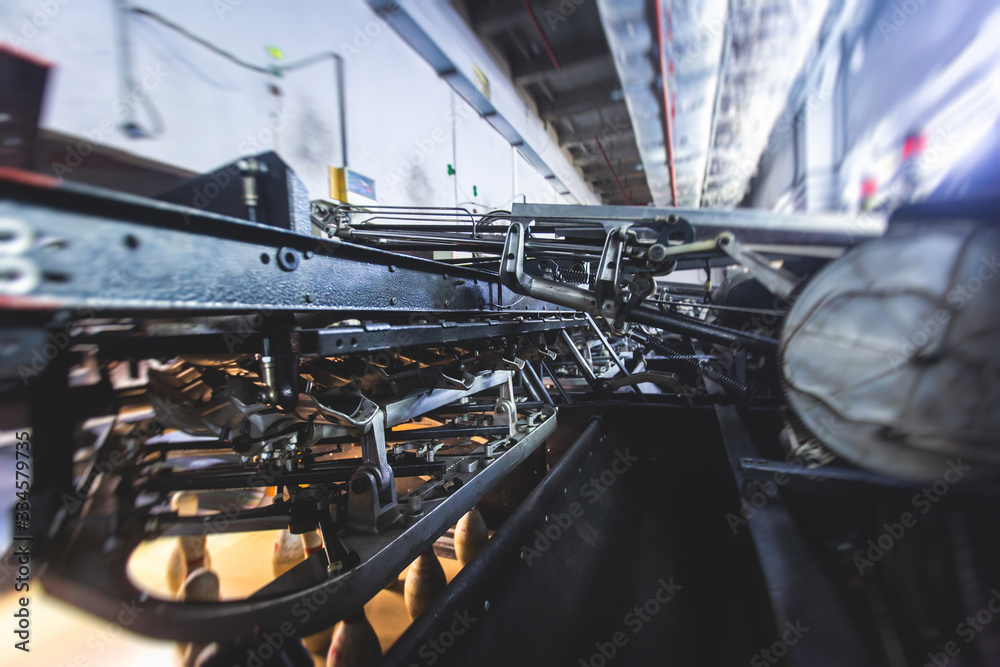 Bowling pinsetter machine, behind the bowling alley, pinspotter ...