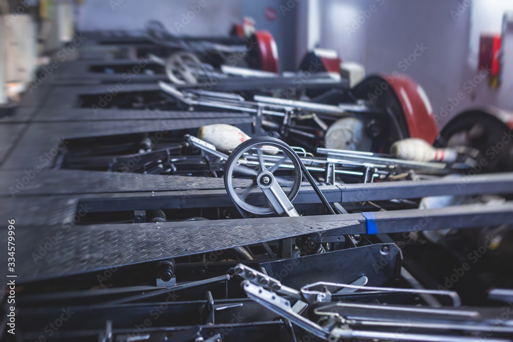 Bowling pinsetter machine, behind the bowling alley, pinspotter ...