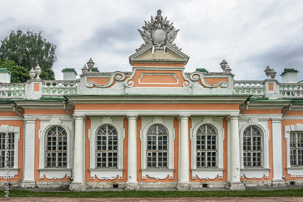 18th century baroque orangery in an old manor. Kuskovo, Moscow, Russia ...