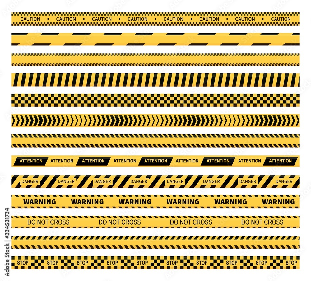 Caution tape vector design of yellow and black construction warning ...