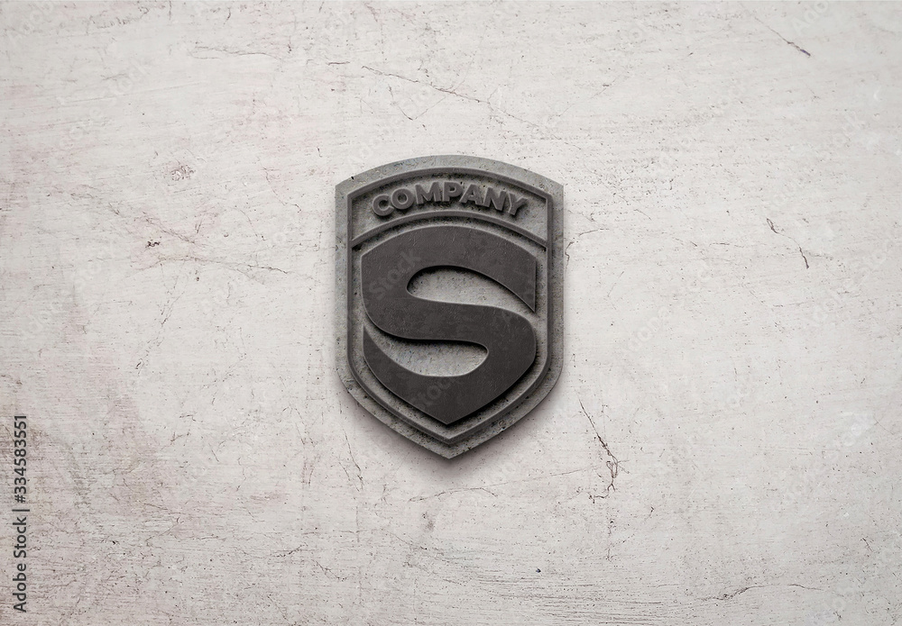 Concrete Sign Logo Mockup on Wall Stock Template | Adobe Stock