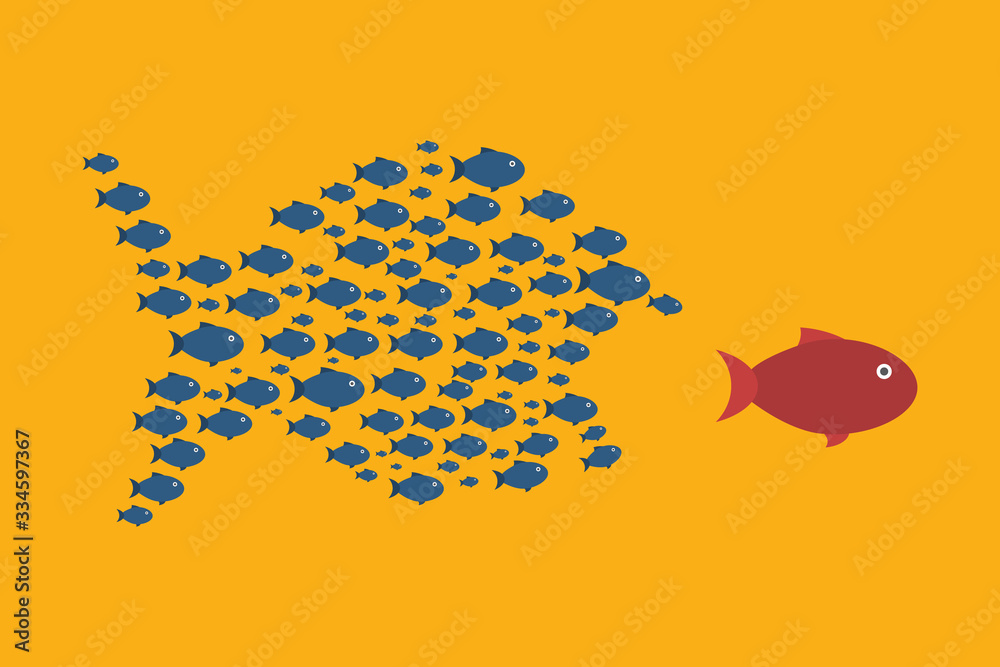 Little Fish Eat Big Fish. Unity, Teamwork, Organize Concept Stock ...