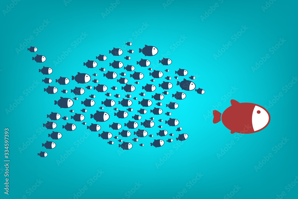 Little Fish Eat Big Fish. Unity, Teamwork, Organize Concept Stock ...