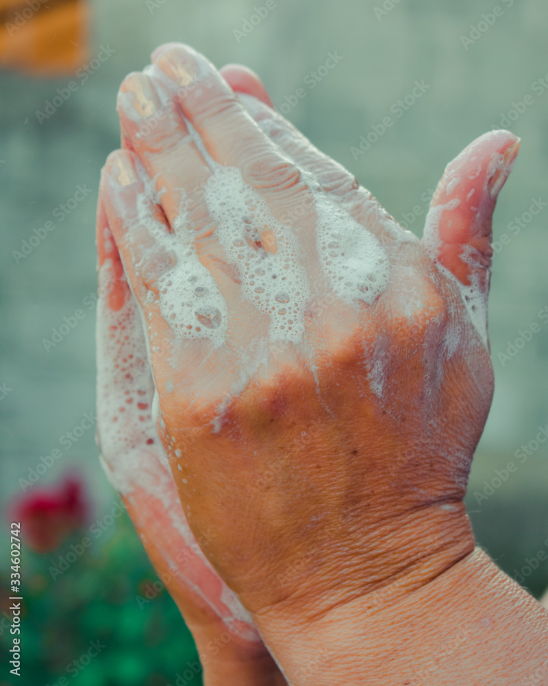 Correct hand washing with soap Stock Photo | Adobe Stock