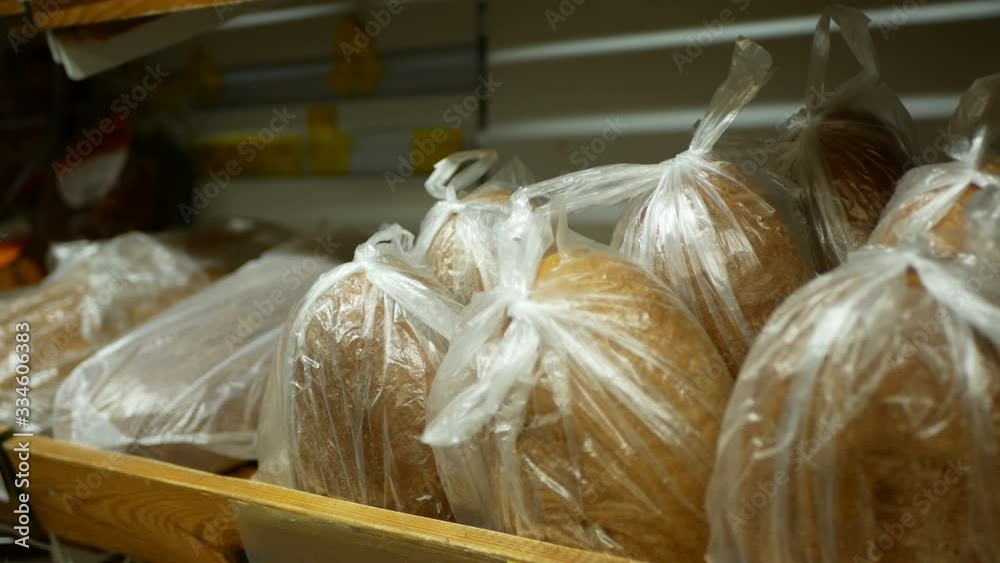 Bread rolls food pastry wrapped in plastic bags packaging due to sars ...
