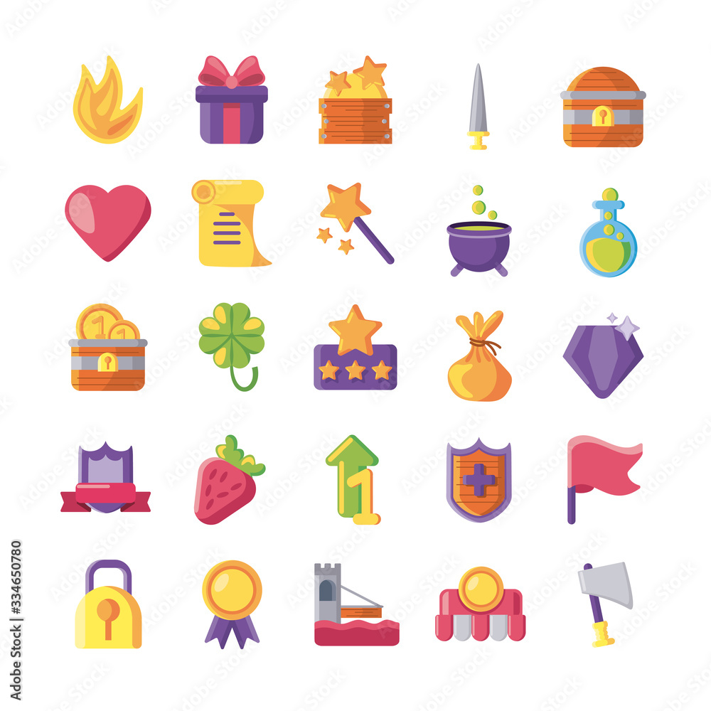 set of icons video game on white background Stock Vector | Adobe Stock