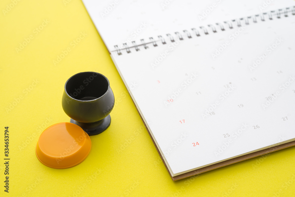 Monk bowl model on white clean calendar background with copy space ...