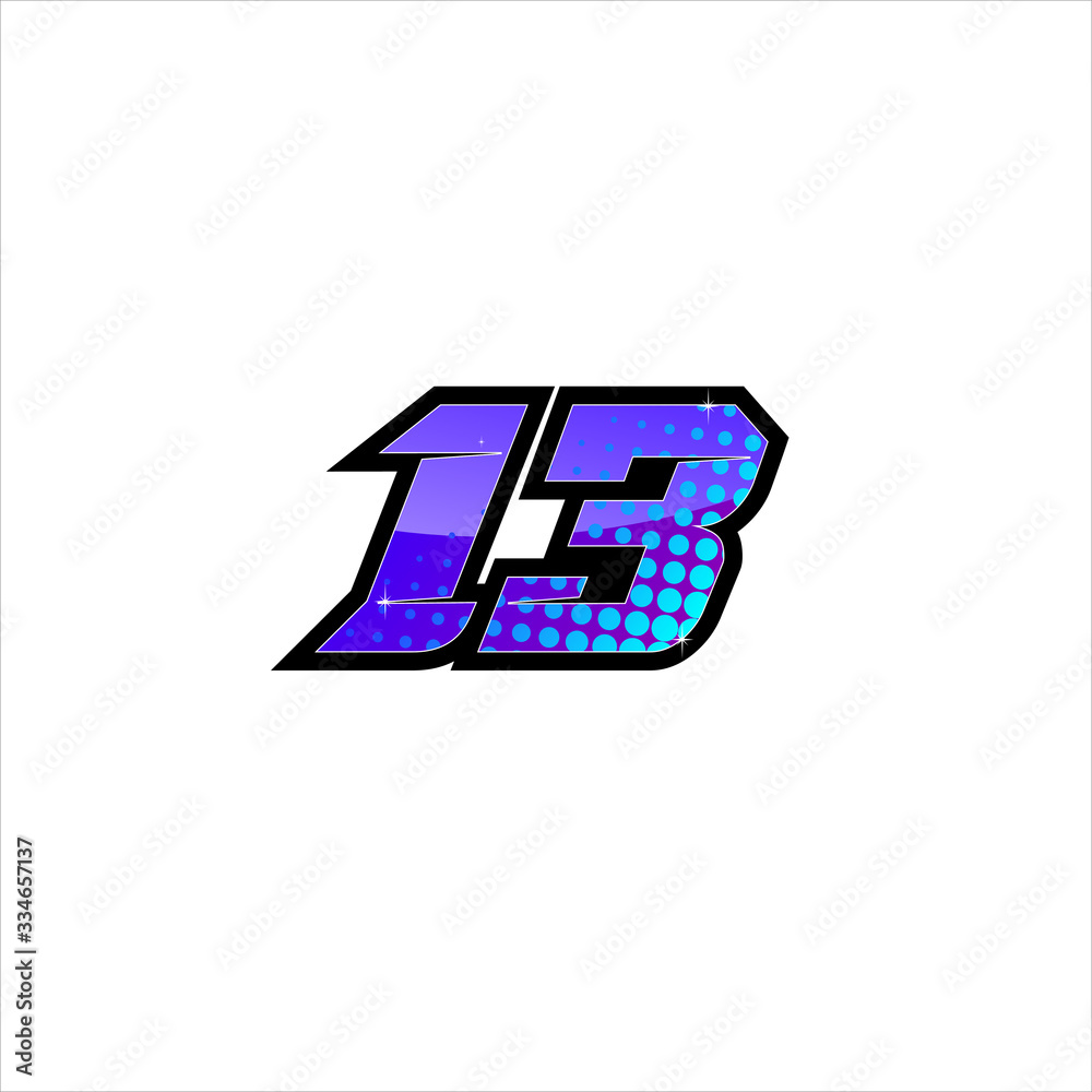 Vector Racing number 13, start racing number, sport race number with ...