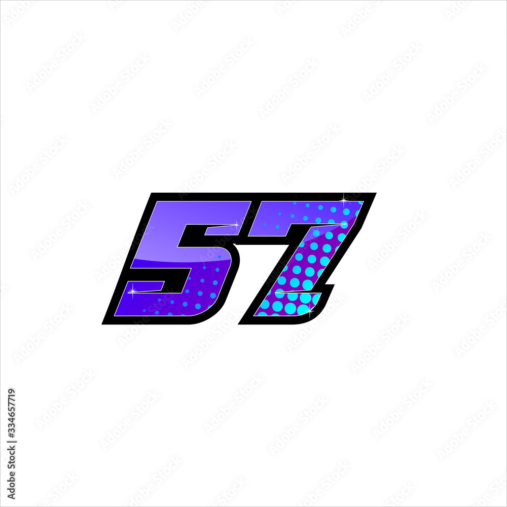 Vector Racing number 57, start racing number, sport race number with ...