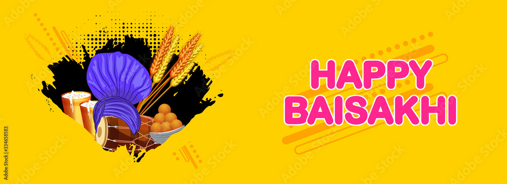 Happy Vaisakhi(Baisakhi) festival of punjab. Social media banner design ...