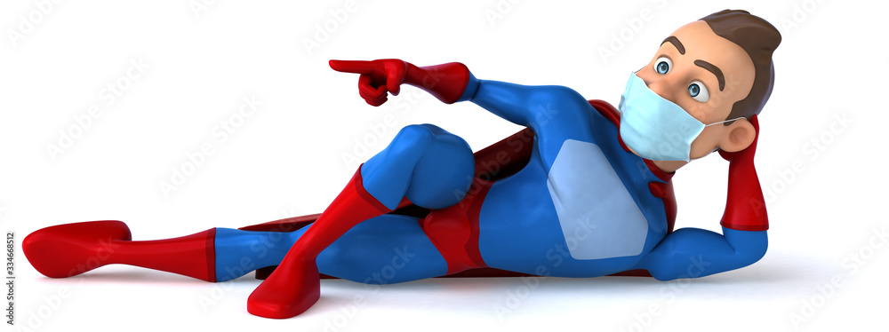 3D illustration of a cartoon character with a mask Stock Illustration ...