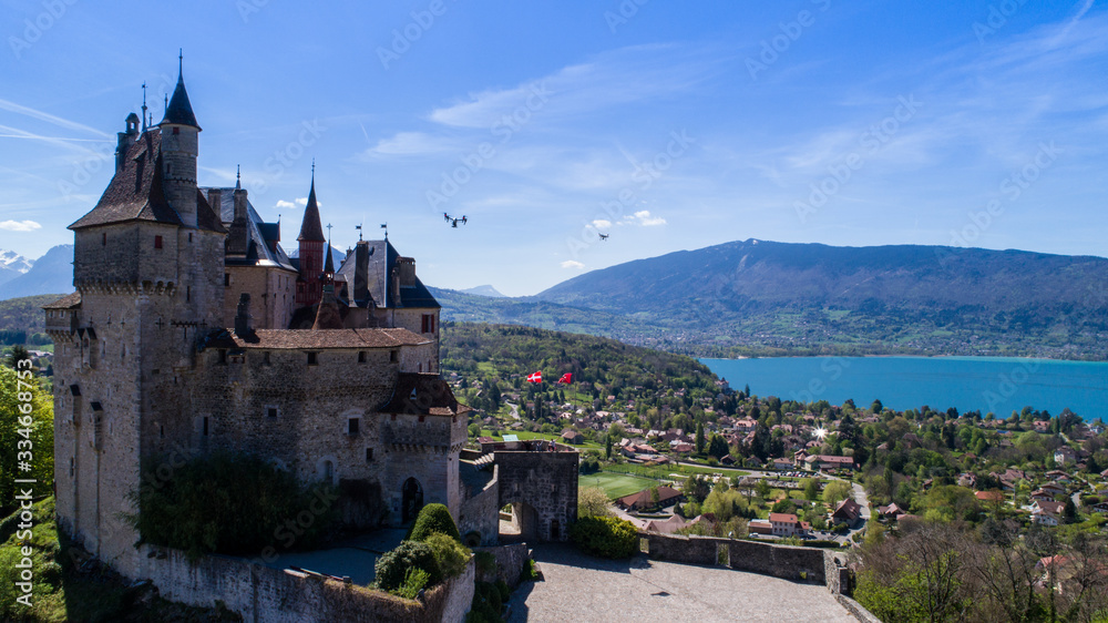 Le Château de Menthon-Saint-Bernard vue par drone Stock Photo | Adobe Stock