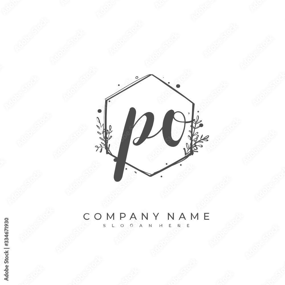 Handwritten initial letter P O PO for identity and logo. Vector logo ...