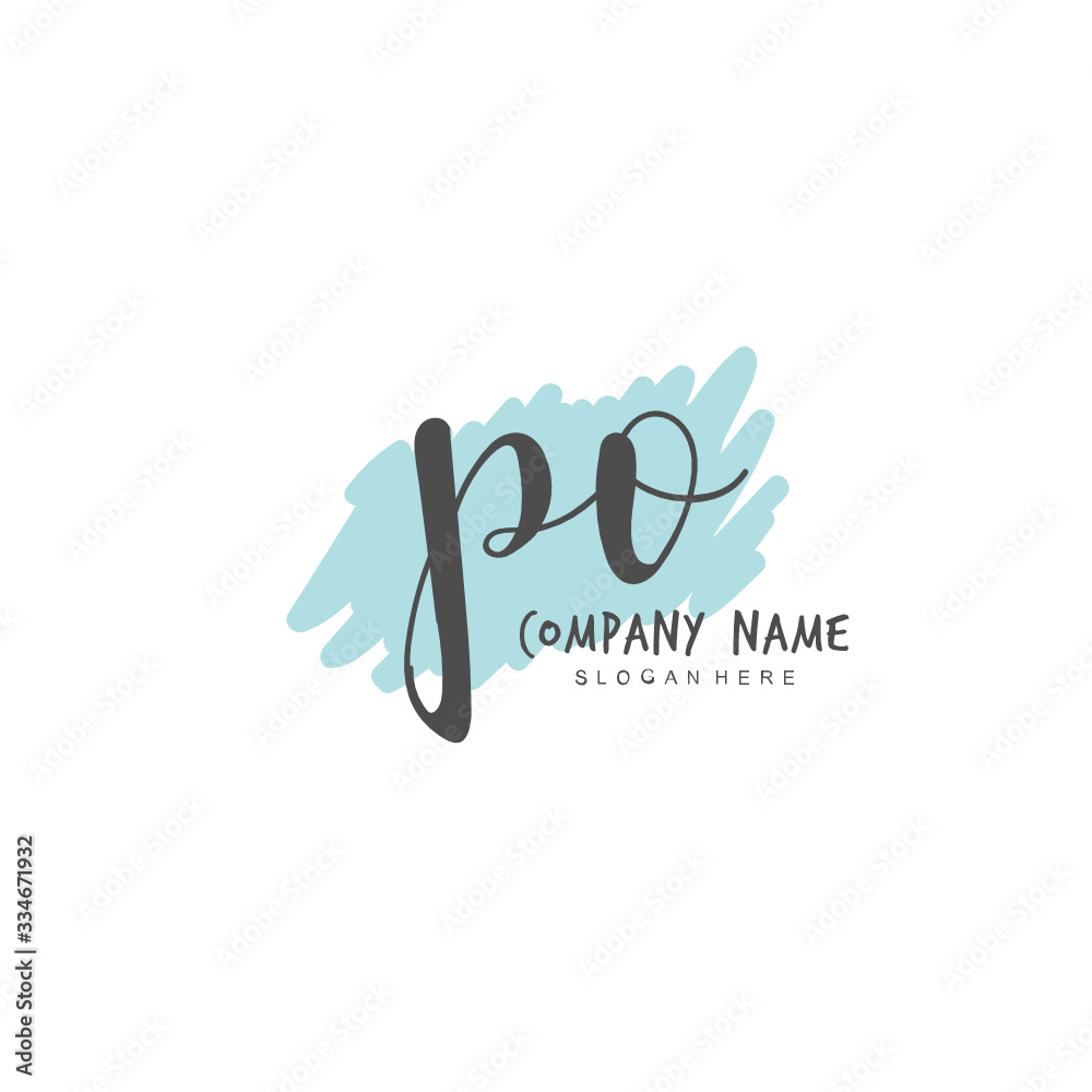Handwritten initial letter P O PO for identity and logo. Vector logo ...
