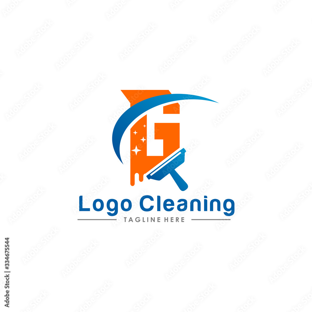 Initial letter logo G cleaning clean service logo icon vector template ...
