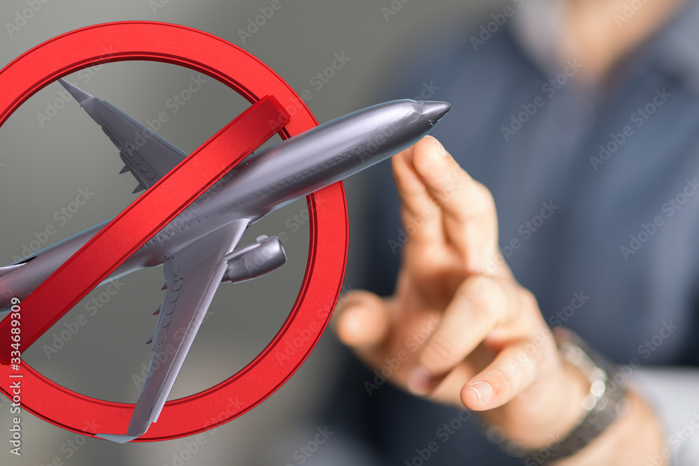 No flying symbol on white background with prohibit sign vector on ...