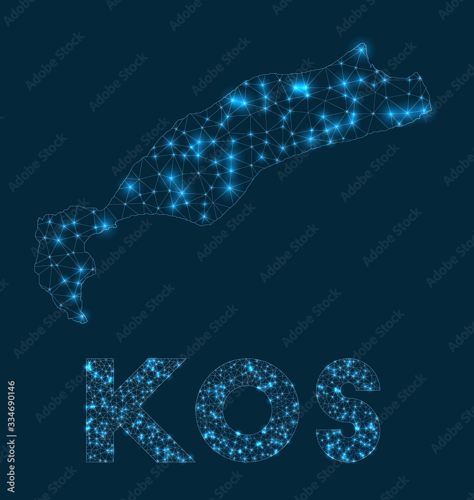 Vecteur Stock Kos network map. Abstract geometric map of the island ...