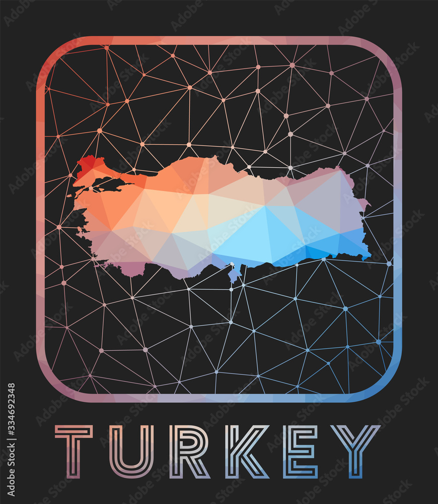 Turkey map design. Vector low poly map of the country. Turkey icon in ...