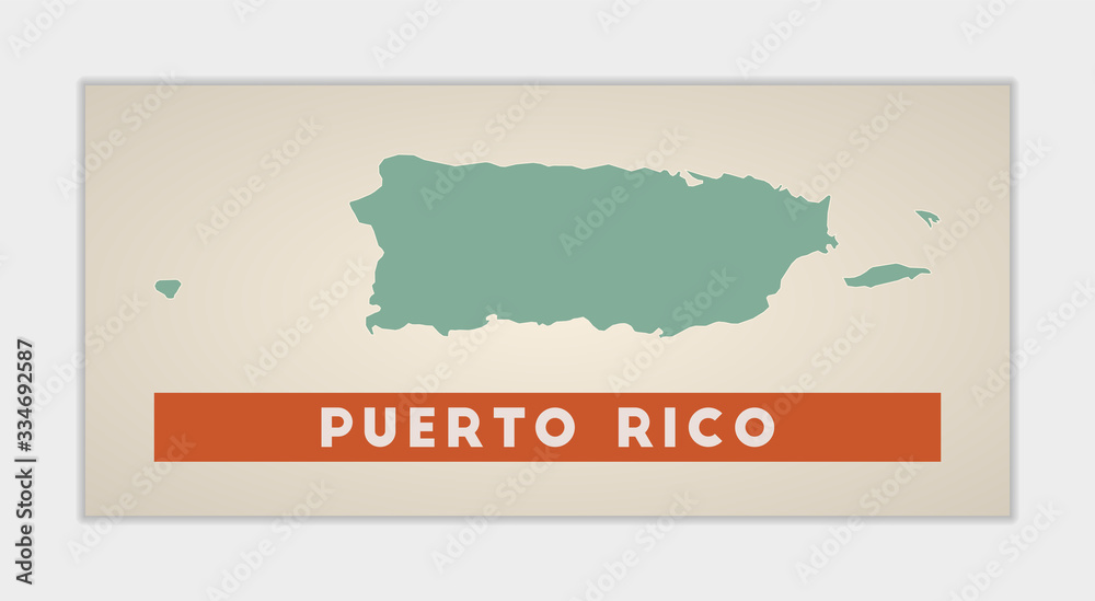 Puerto Rico poster. Map of the country with colorful regions. Shape of ...