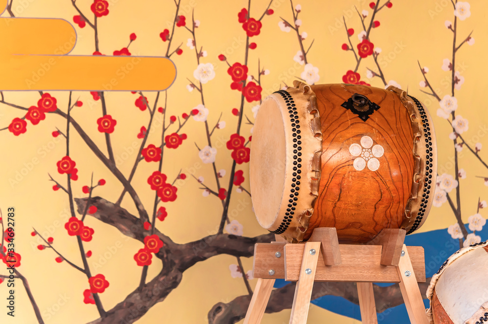 Japanese Wadaiko or Taiko drums used for the plum festival at Tokyo's ...
