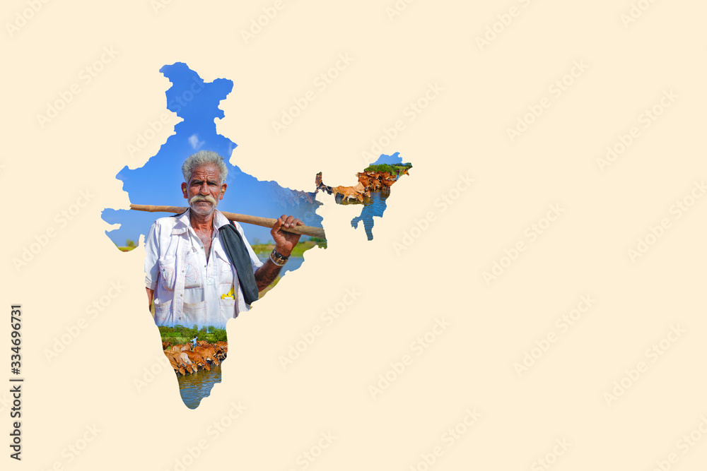 Map of India shows Indian farmer portrait Stock Photo | Adobe Stock Map of India shows Indian farmer portrait Stock Photo | Adobe Stock