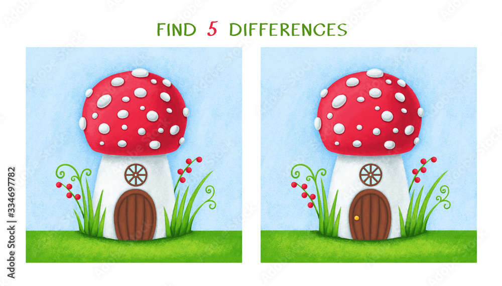 Find five differences. Simple educational game for kids. Digital ...