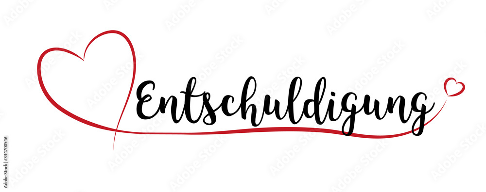 Schriftzug: Entschuldigung mit einem roten Herz Stock Vector | Adobe Stock
