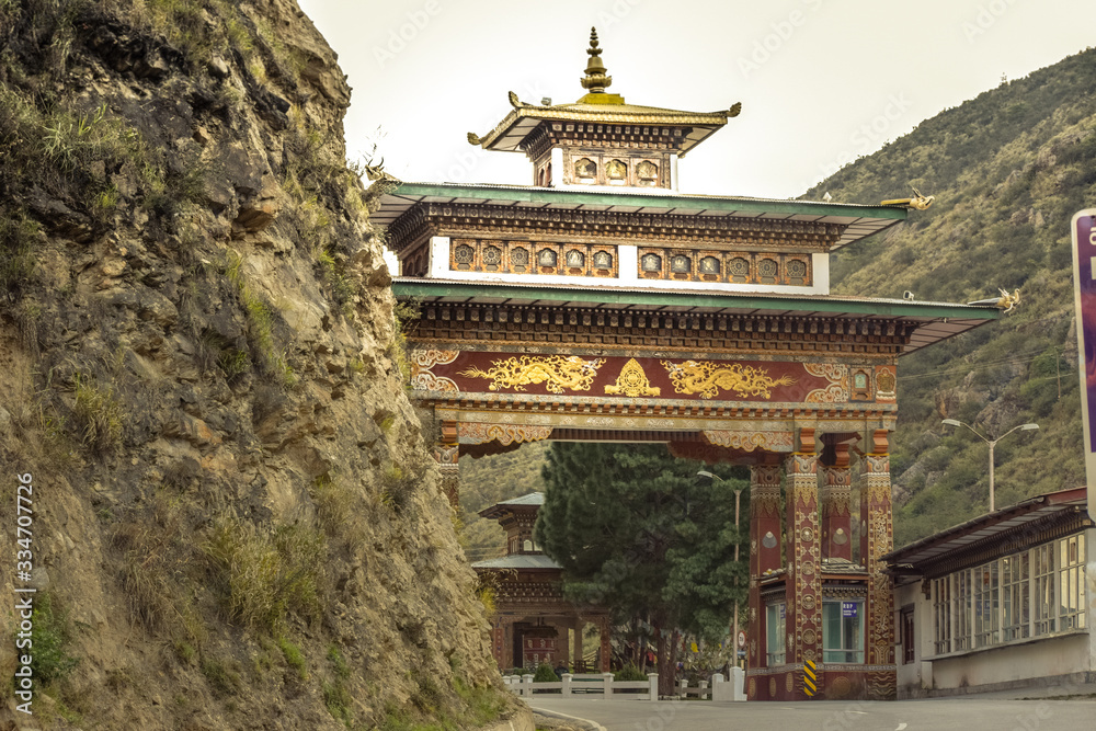 bhutanese architecture with beautiful carvings Stock Photo | Adobe Stock