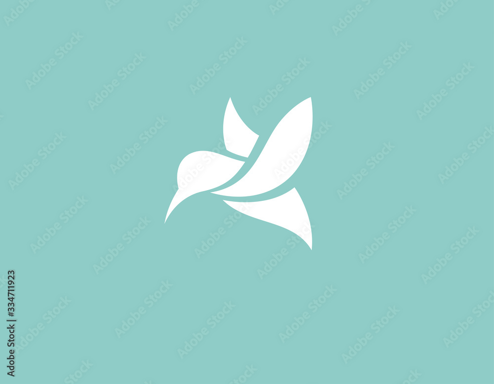 Creative abstract white logo hummingbird bird icon for your company ...