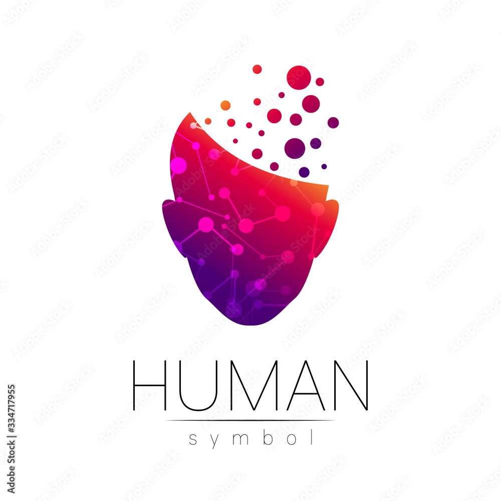 Vector symbol of human head. Person face. Red violet color isolated on ...