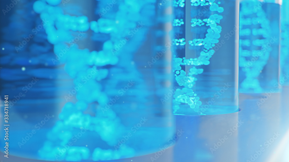 3D Illustration DNA molecule, its structure. Concept human genome. DNA ...