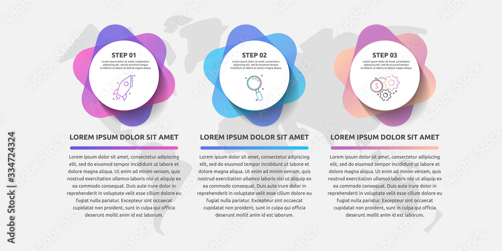 Vector template circle infographics. Business concept with 3 options ...