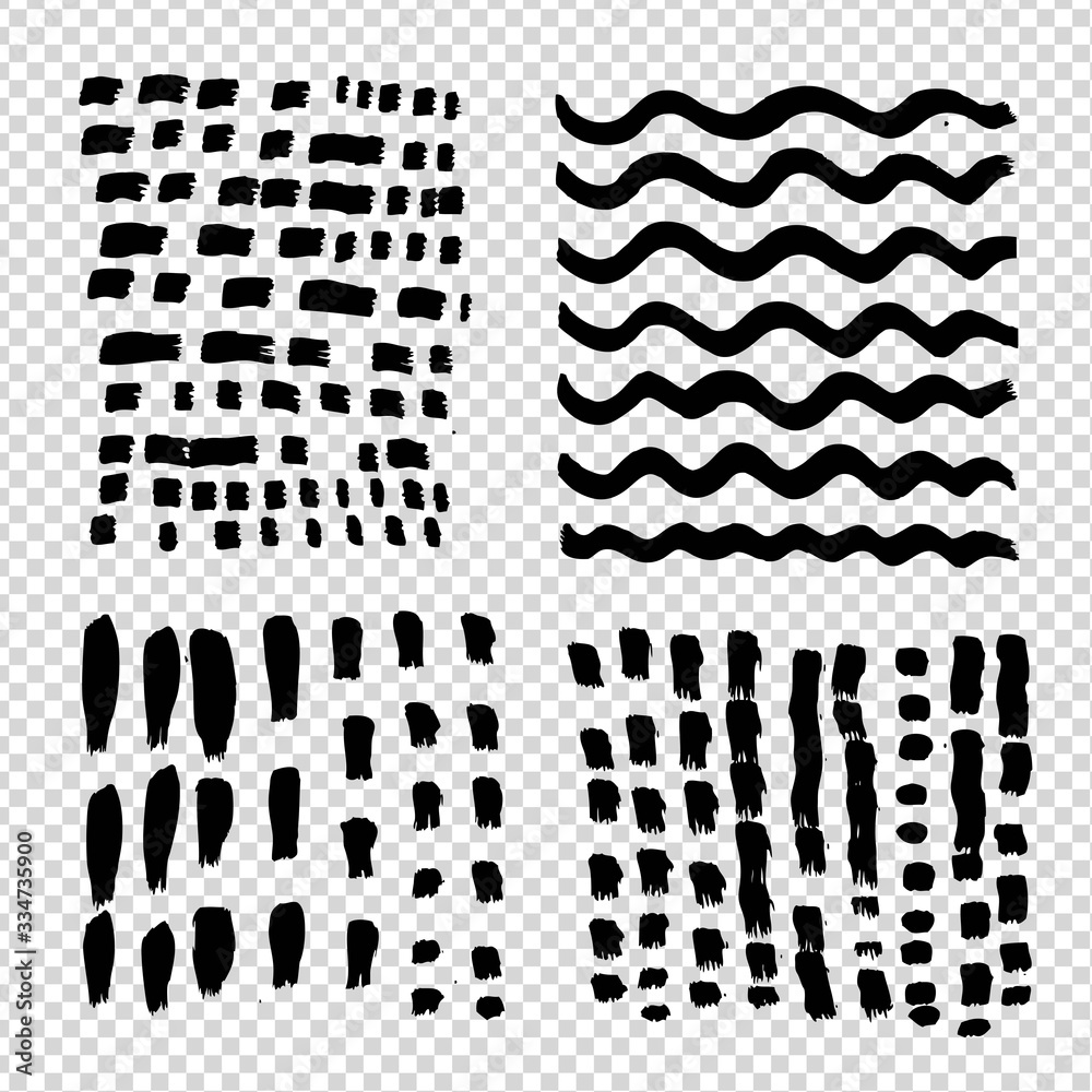 Horizontal and vertical short, wawy, long strokes painted in thick ...