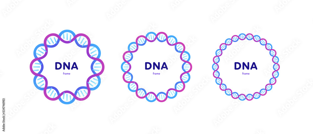 Genetic abstract concept. Vector color flat illustration. Set of circle ...