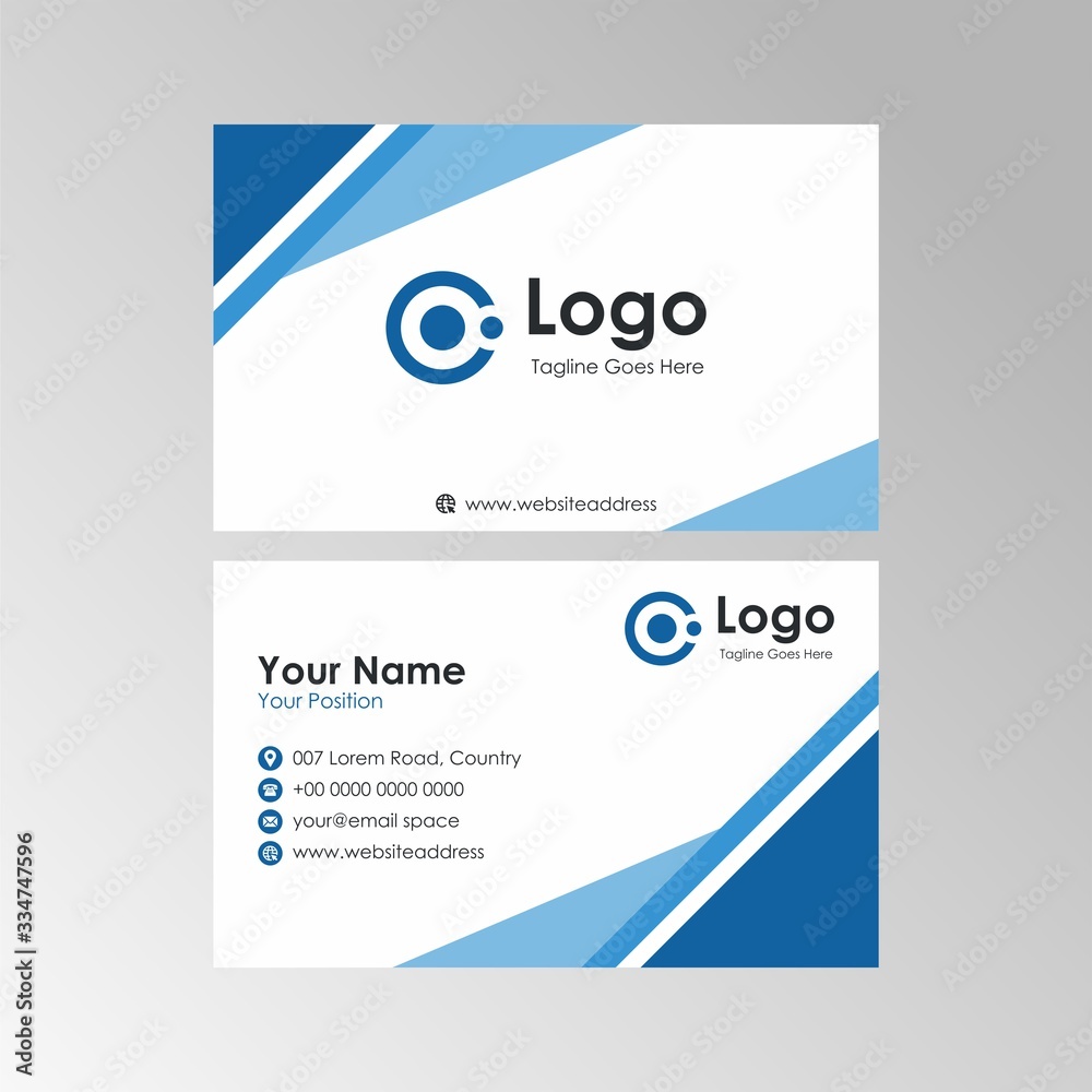 Simple abstract blue white geometric business card design, professional ...