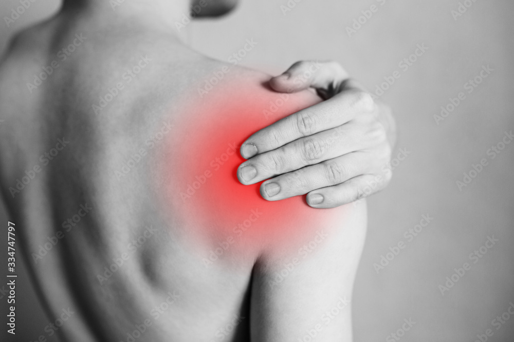 Shoulder and joint injuries, fatigue at work. Area of the injury, the ...