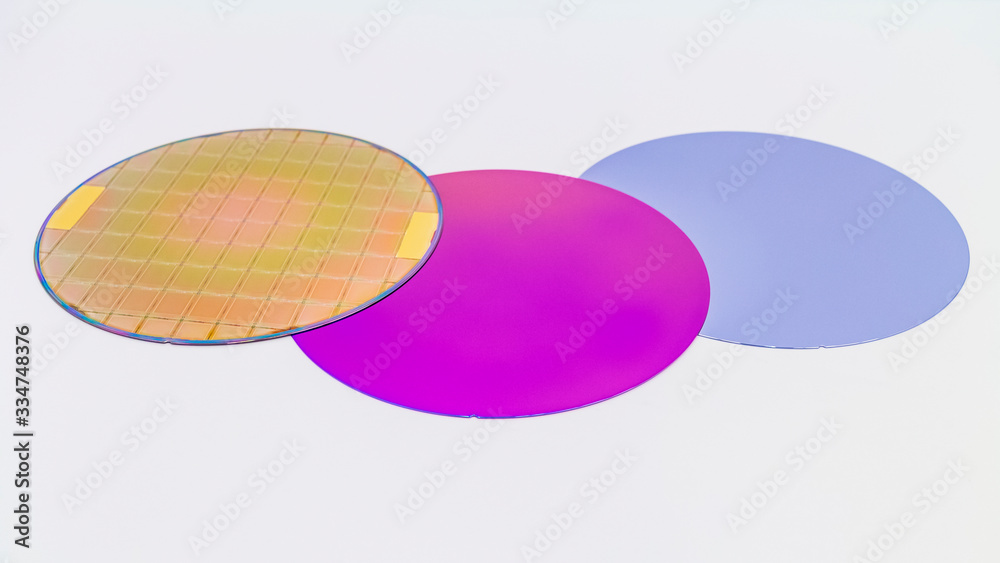 Silicon Wafers three types -empty grey wafer,purple wafer with SiO film ...