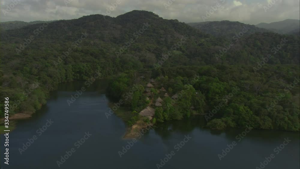Panoramic view of the Chagres River, Travel in Embera indigenous tribe ...