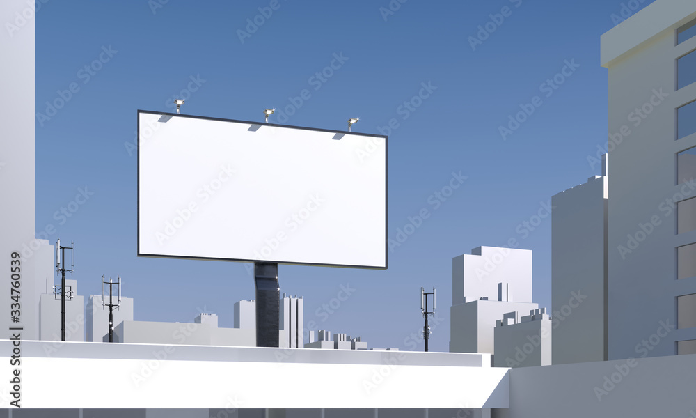 Billboard empty space in city. Signboard template - 3d render ...