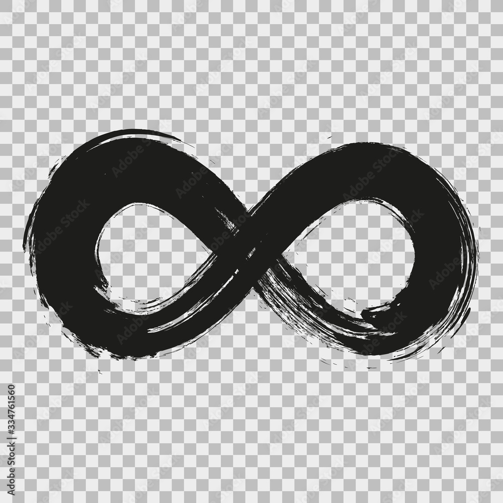 Grunge infinity symbol. Hand painted with black paint. Grunge brush ...