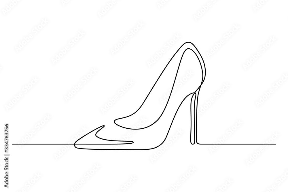 High-heeled shoe in continuous line art drawing style. Elegant women ...