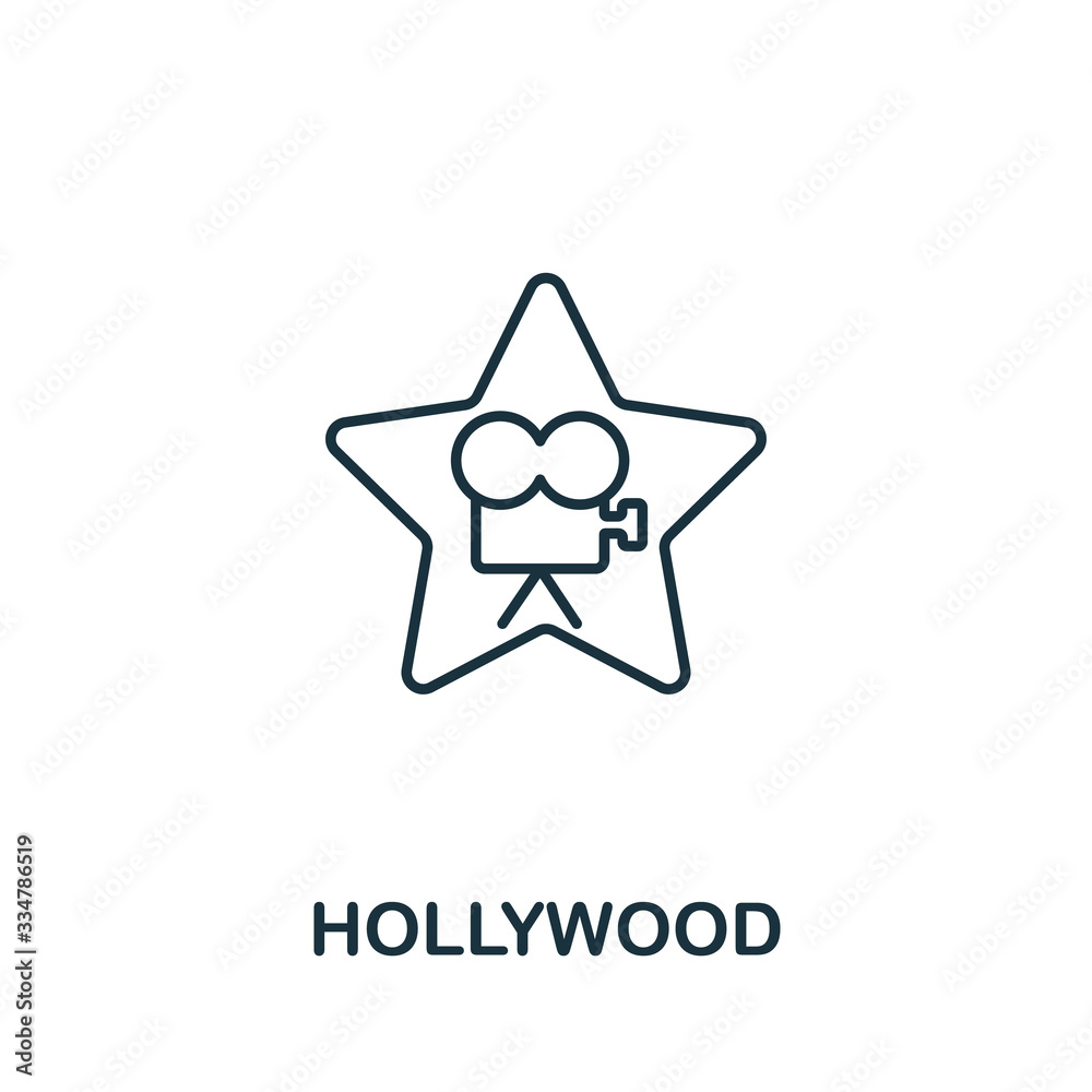 Hollywood icon from usa collection. Simple line Hollywood icon for ...