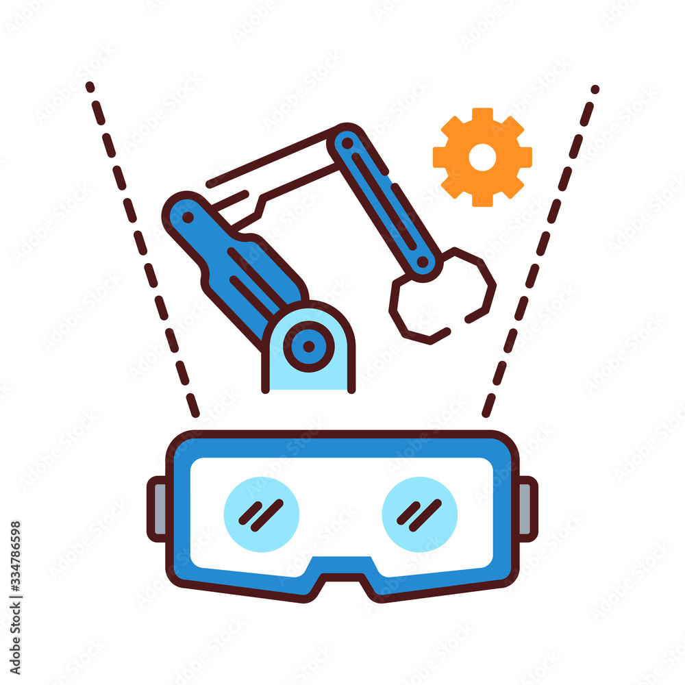VR manufacturing color line icon. Cyber technology. Pictogram for web ...