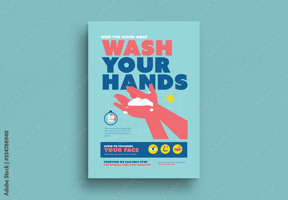 Hand Washing Campaign Poster Layout Stock Template | Adobe Stock